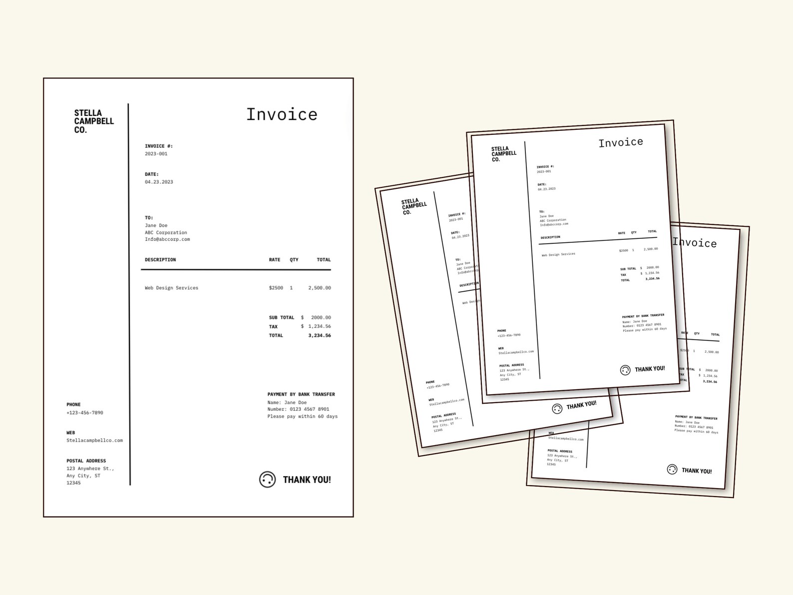 Minimalistic Fun Invoice Template - Etsy
