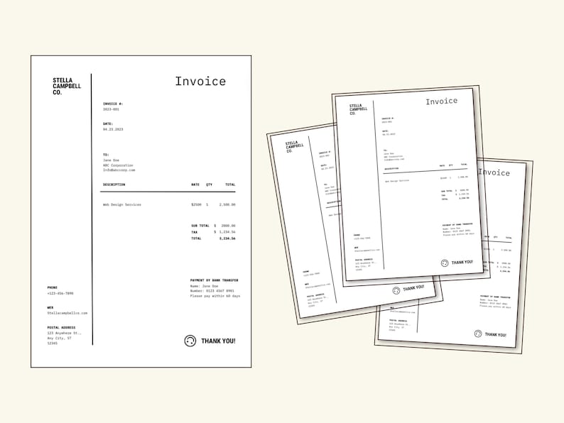 Minimalistic Fun Invoice Template - Etsy