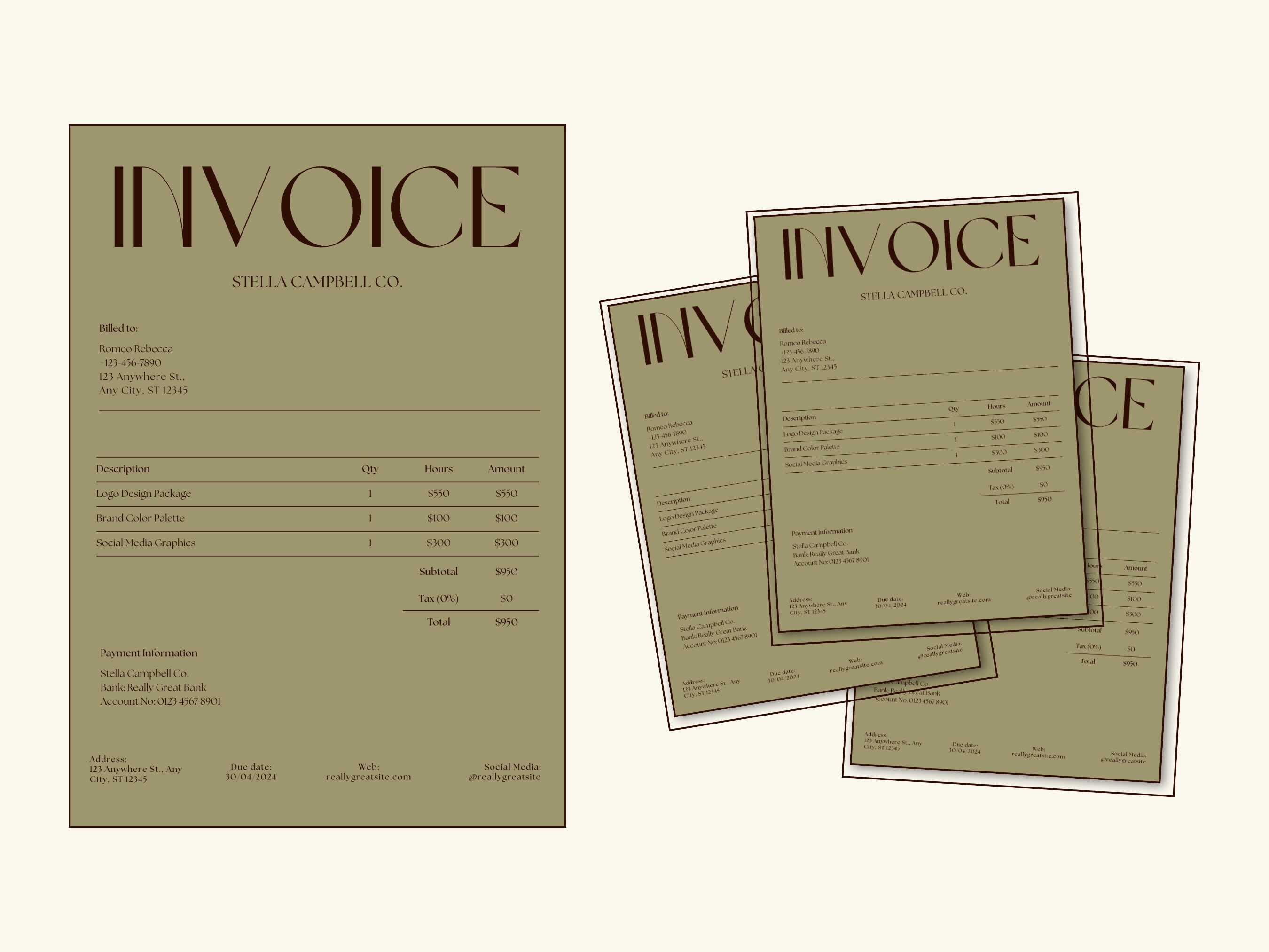Neutral Minimalist Editable Invoice Receipt - Etsy