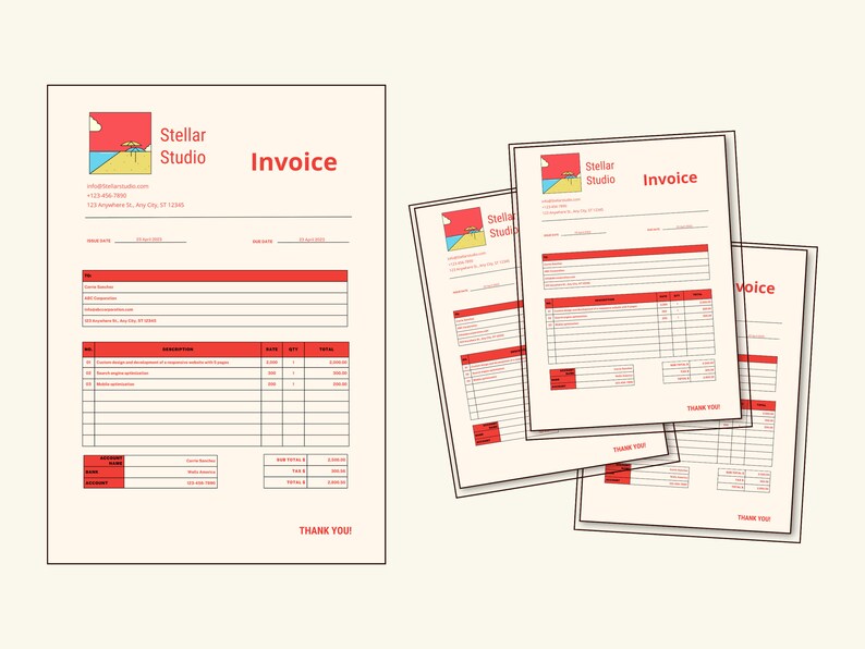 Detailed Creative & Customizable Invoice Template for Illustrators ...