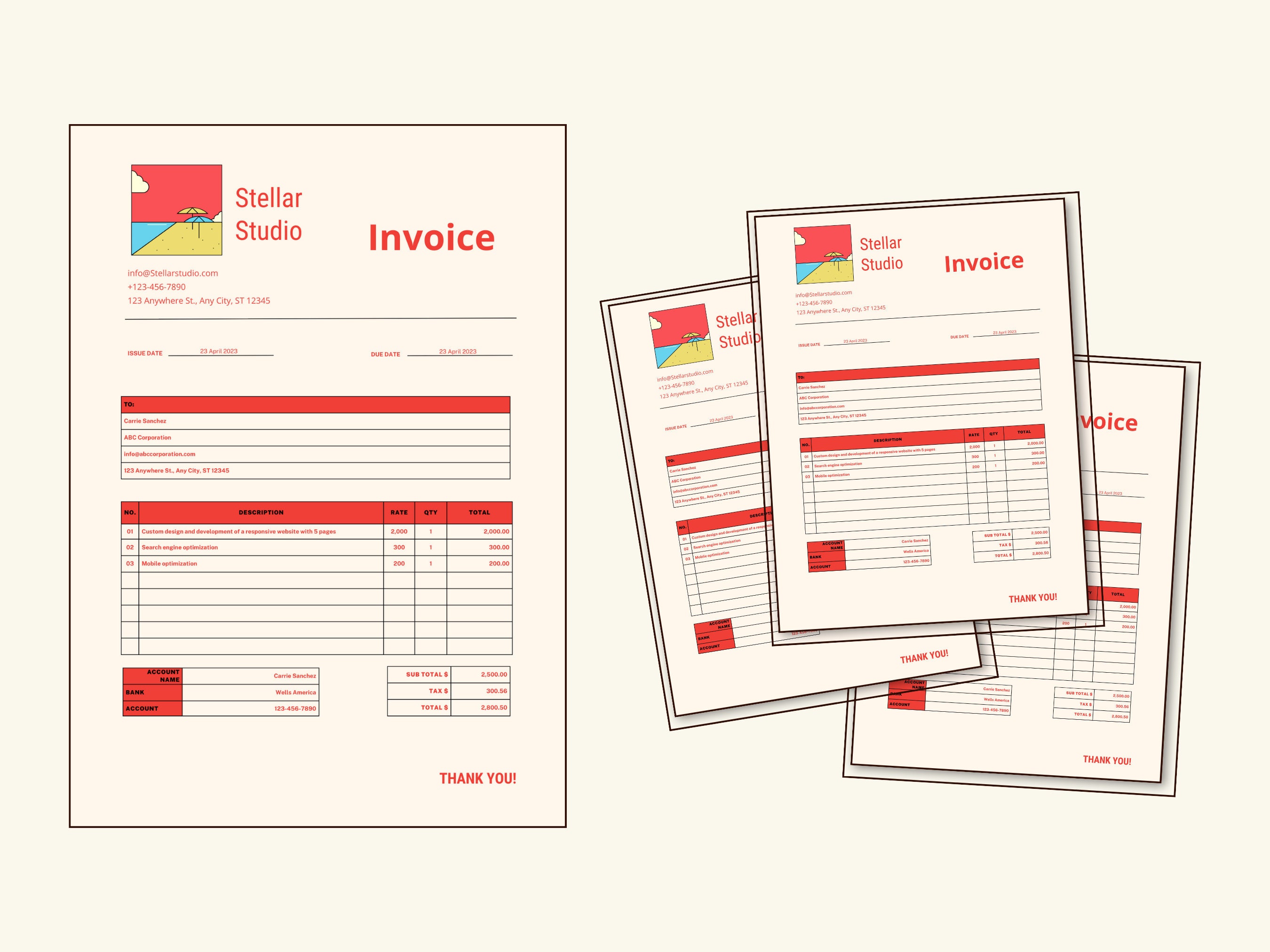 Detailed Creative & Customizable Invoice Template for Illustrators ...