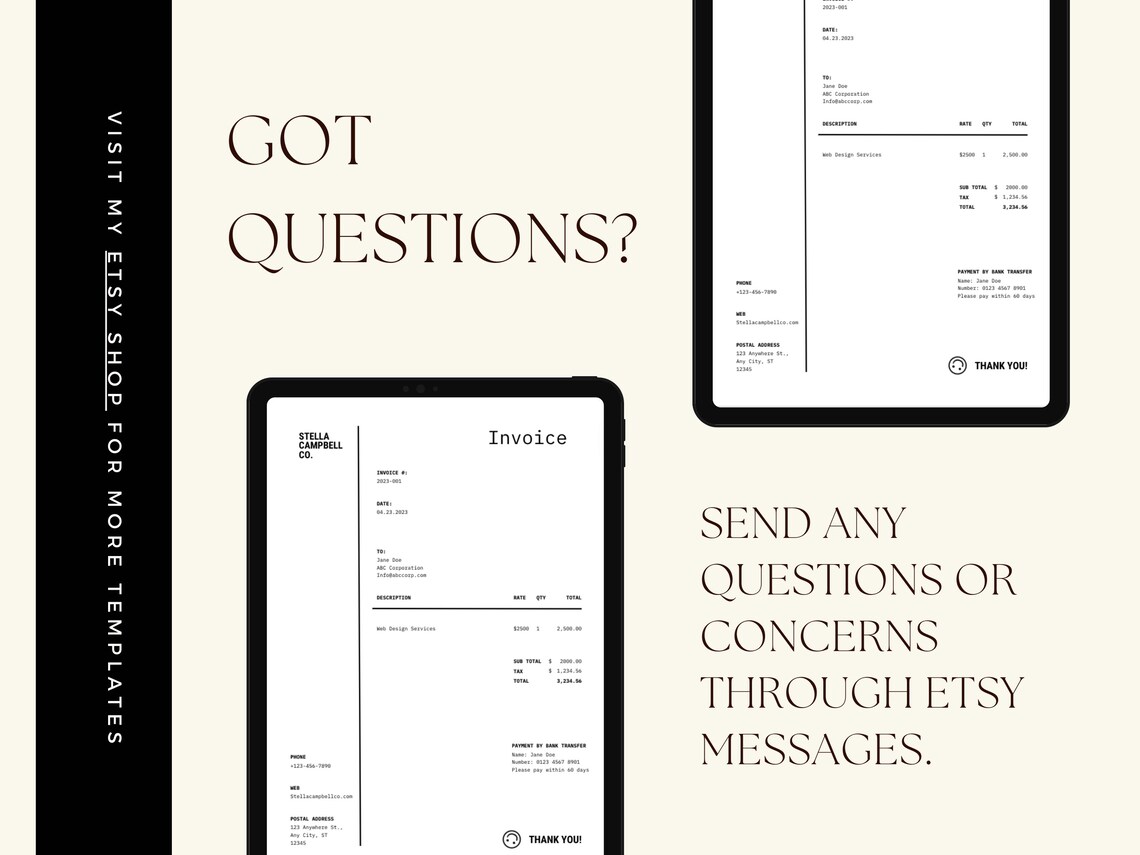 Minimalistic Fun Invoice Template - Etsy