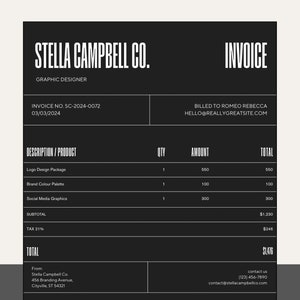 Freelancer Billing Template - Editable Invoice for Graphic Designer ...