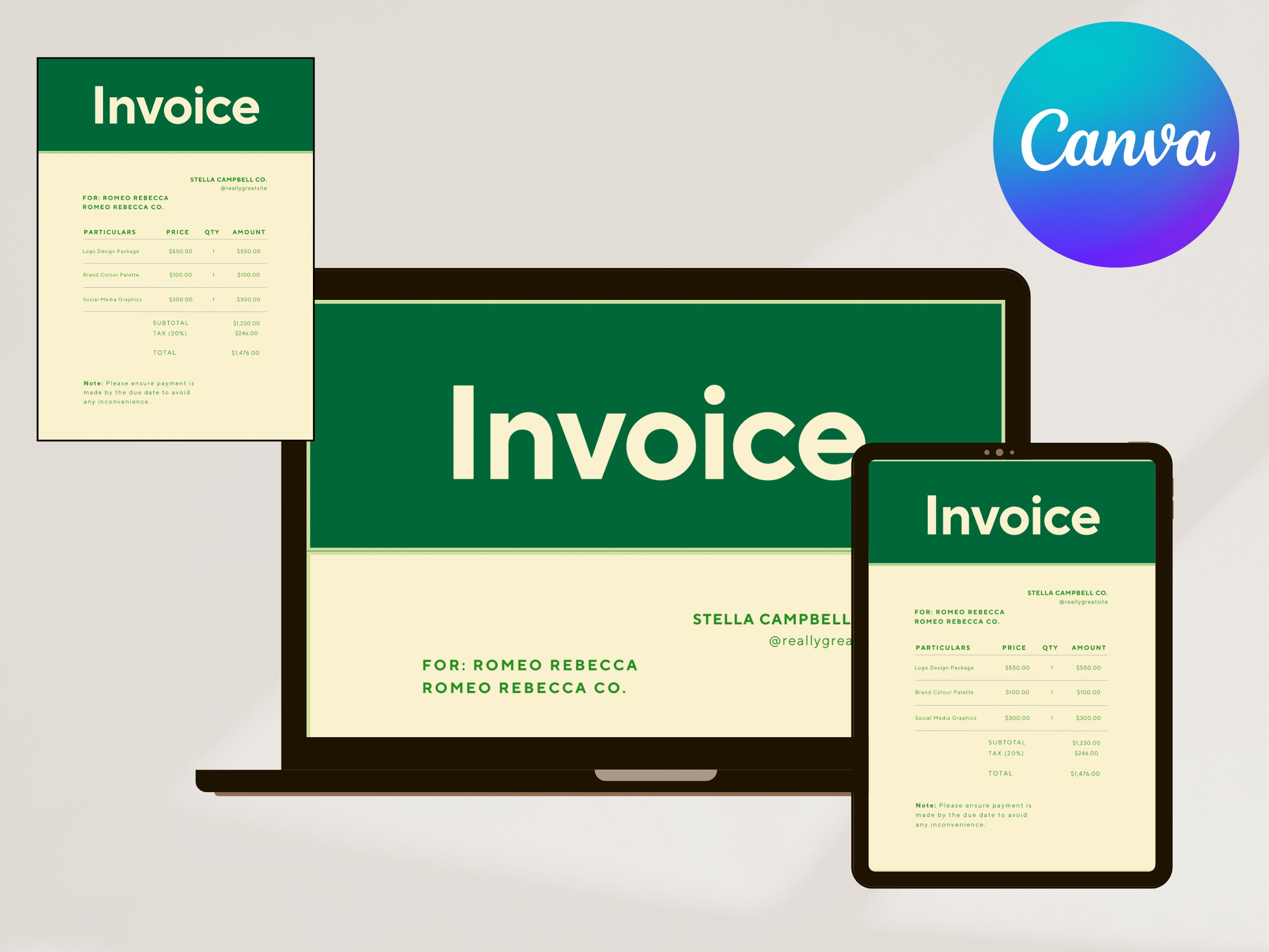 Customizable Small Business Invoice - Printable Receipt Template - Etsy