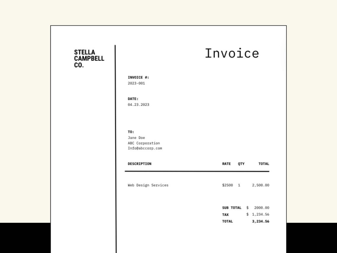 Minimalistic Fun Invoice Template - Etsy