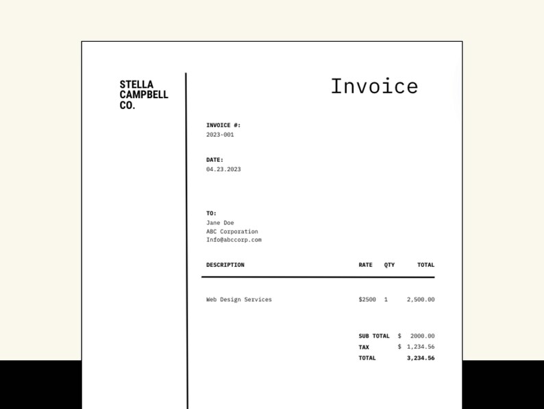 Minimalistic Fun Invoice Template - Etsy