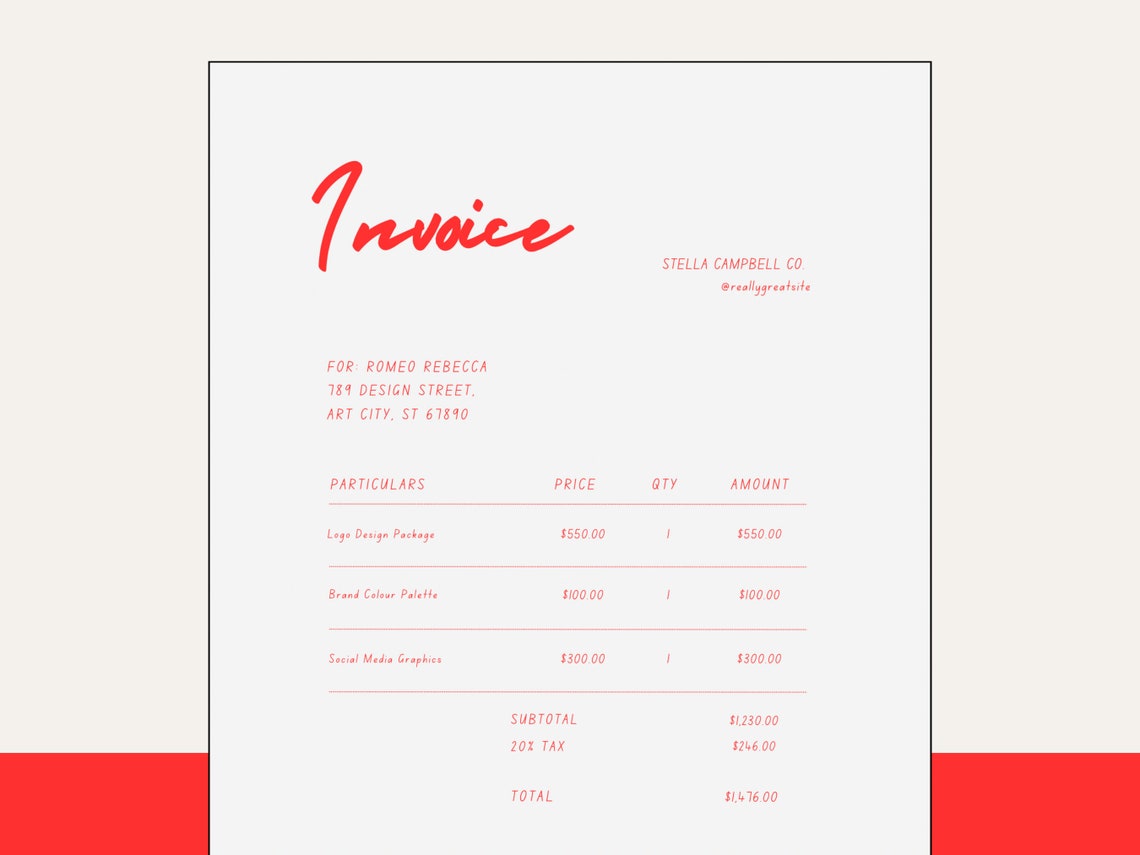 Modern Art Deco Freelancer Billing Invoice Template - Etsy
