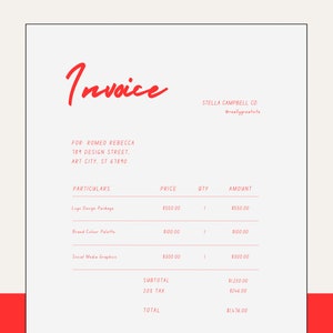 Modern Art Deco Freelancer Billing Invoice Template - Etsy