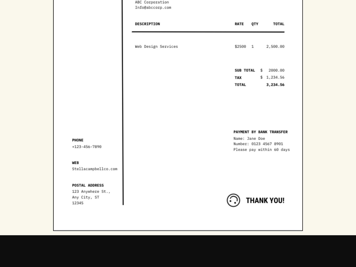 Minimalistic Fun Invoice Template - Etsy