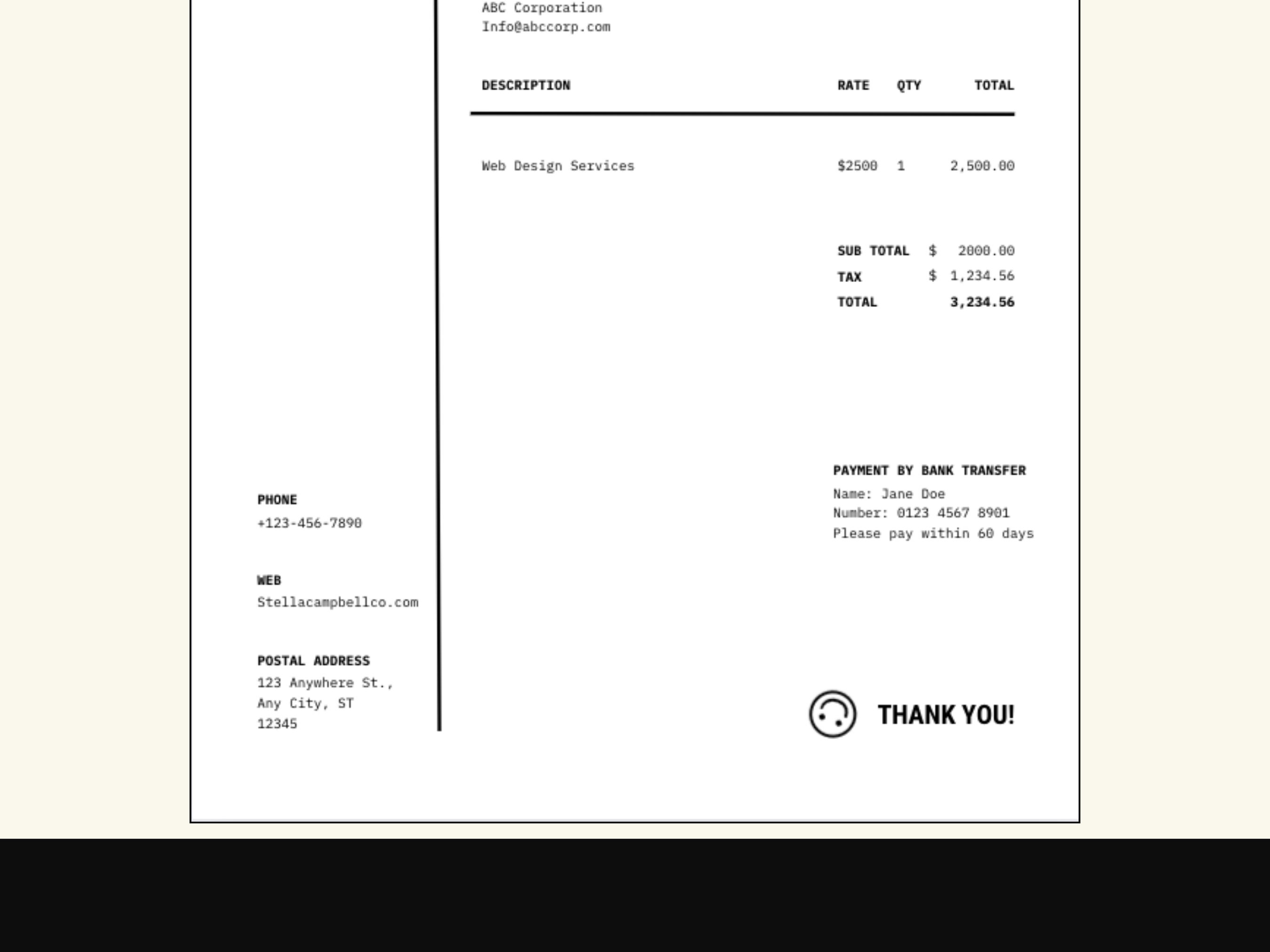 Minimalistic Fun Invoice Template - Etsy