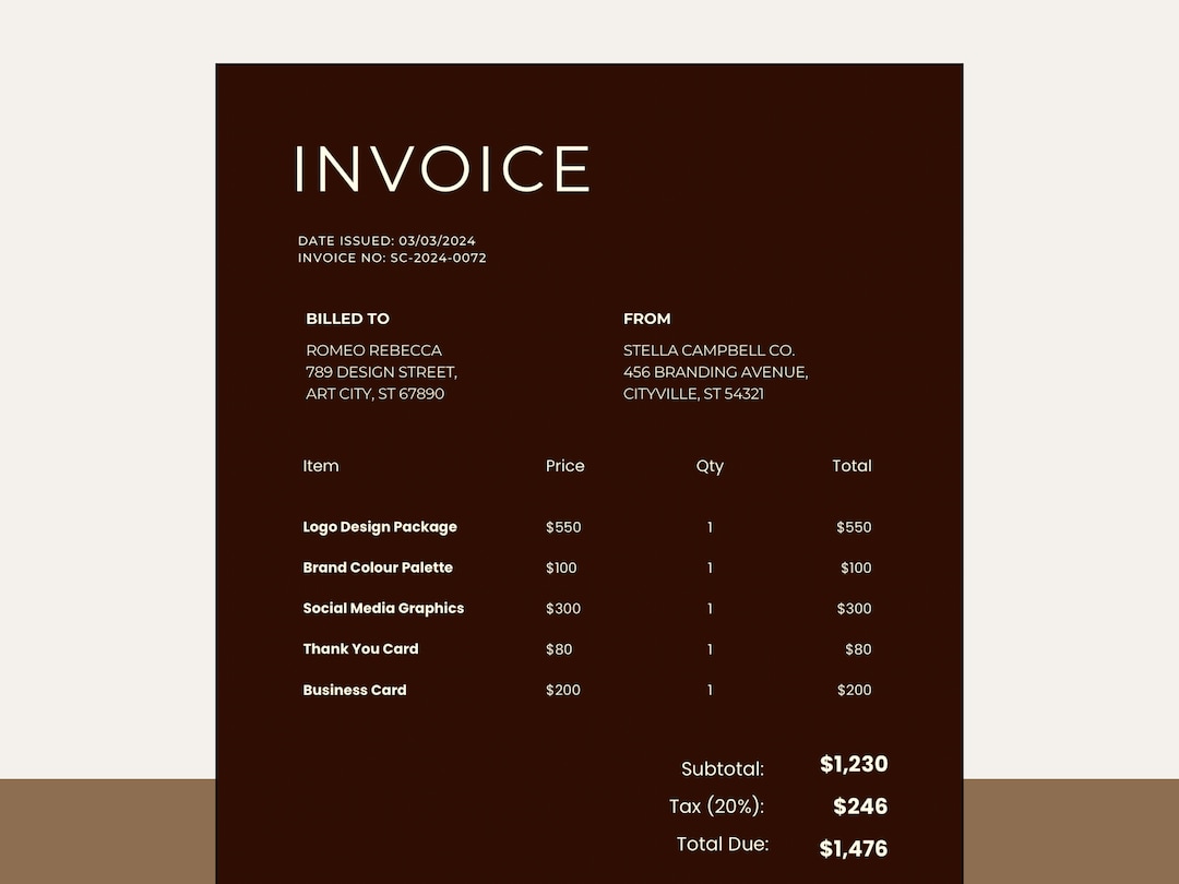 Minimalist Printable Receipt - Custom Business Template - Etsy