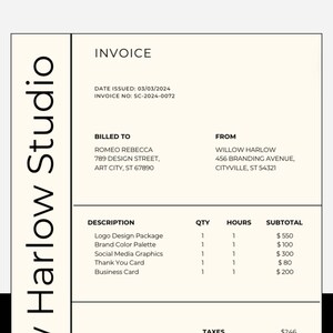 Neutral Minimalist Editable Invoice Receipt for Brand Designers ...