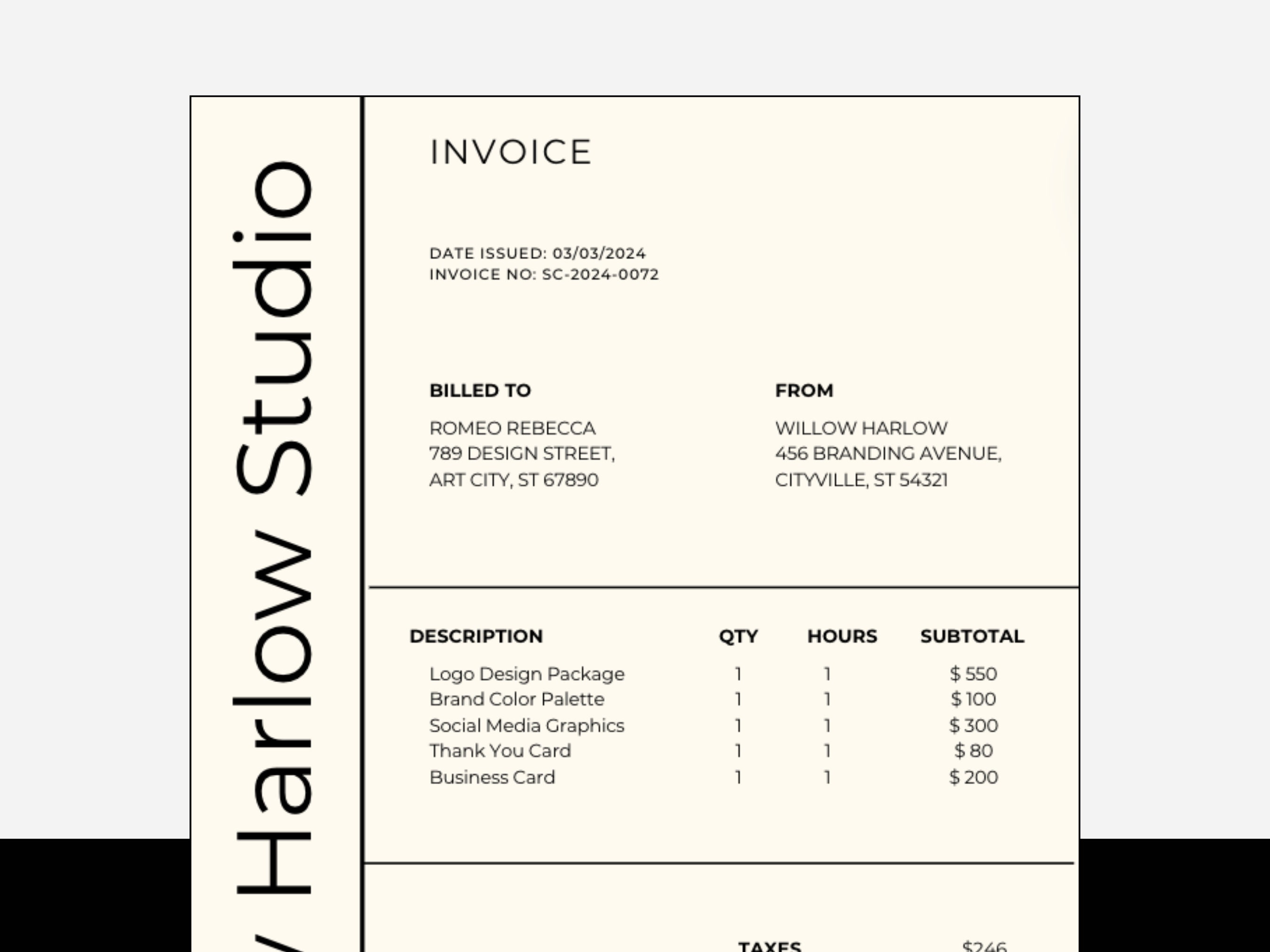 Neutral Minimalist Editable Invoice Receipt for Brand Designers ...