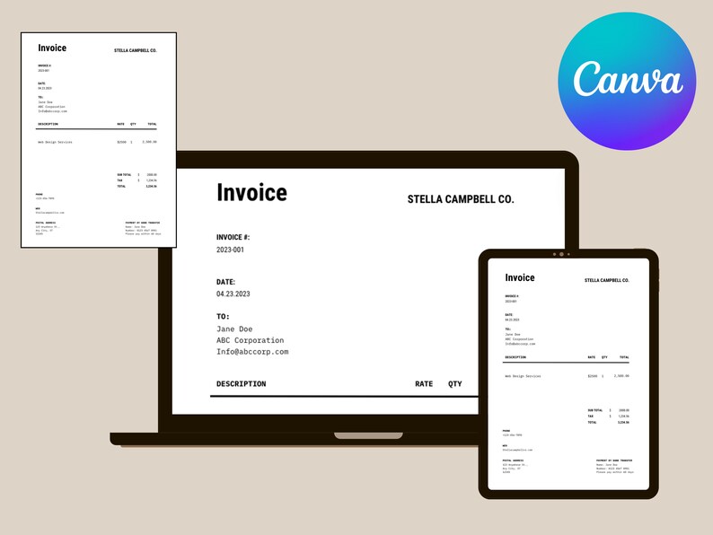 Minimalistic Invoice Template - Etsy