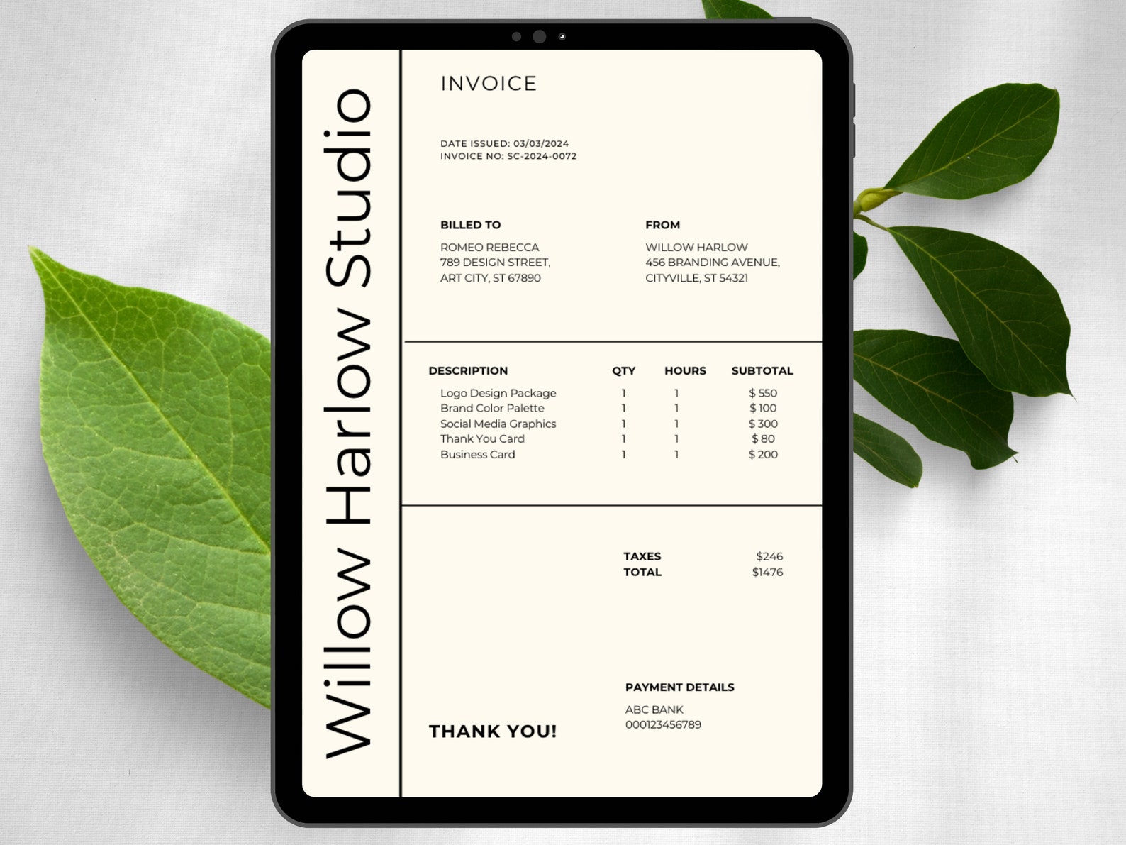 Neutral Minimalist Editable Invoice Receipt for Brand Designers ...