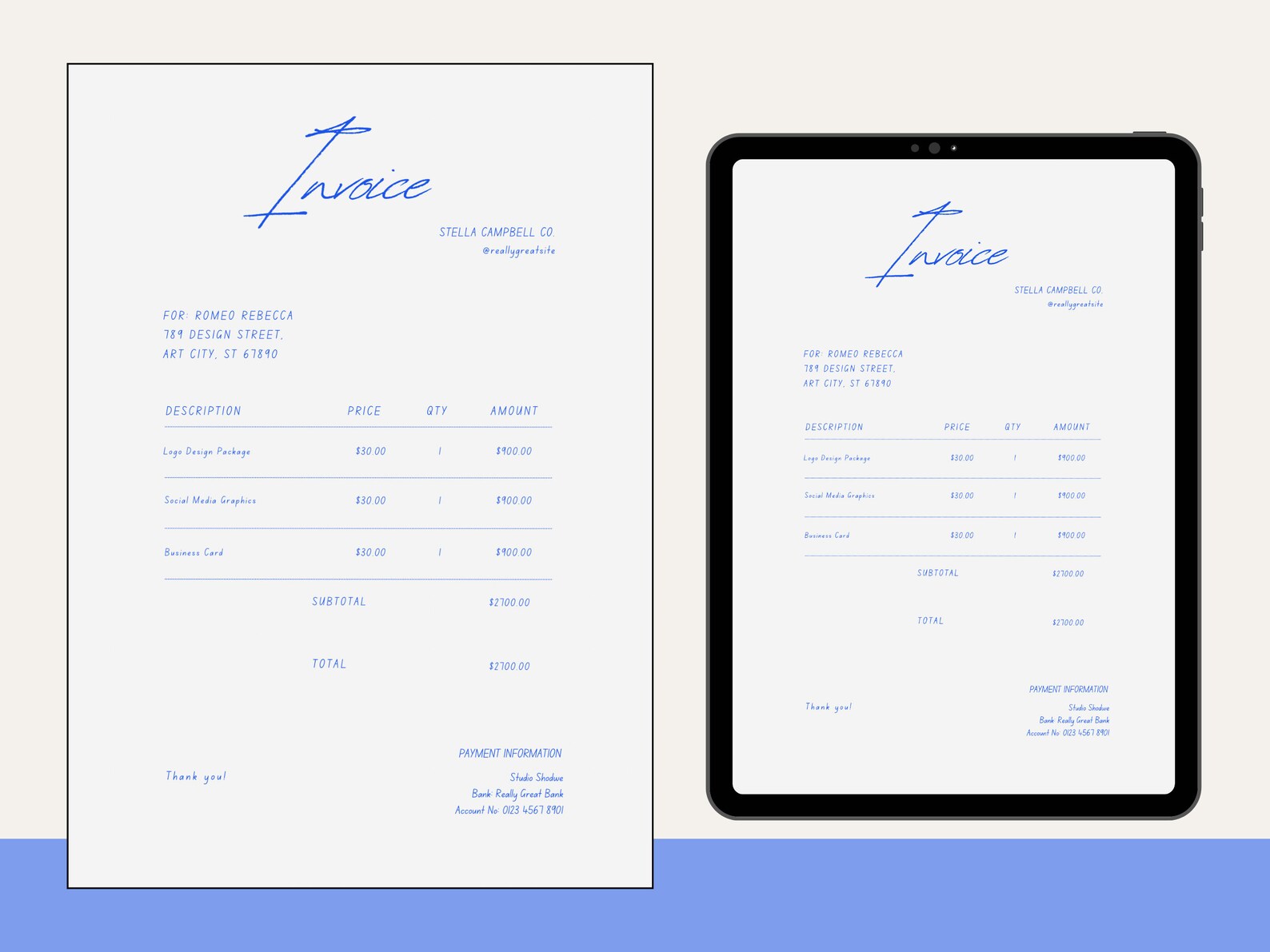 Handwritten Small Business Invoice Template for Bakers, Pastry Chefs ...