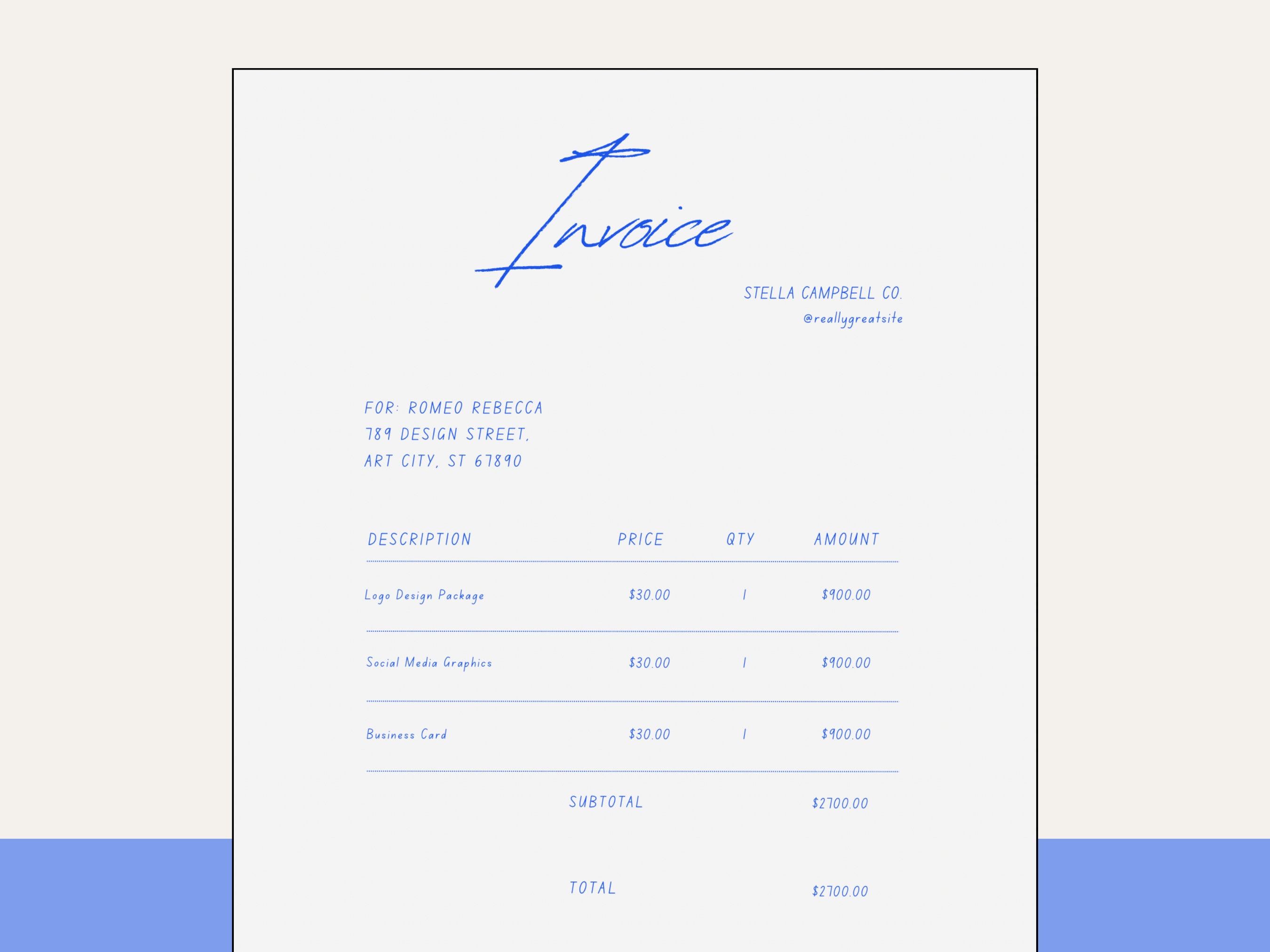 Handwritten Small Business Invoice Template for Bakers, Pastry Chefs ...