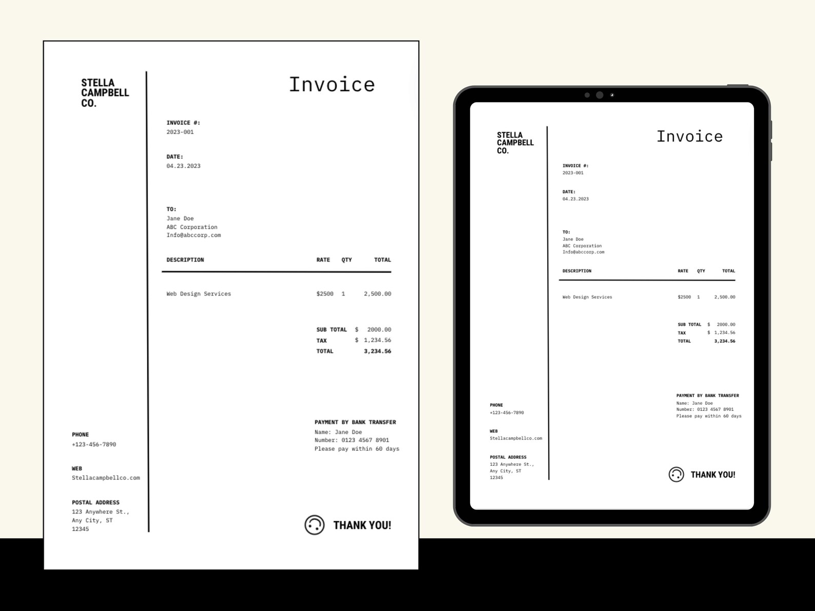 Minimalistic Fun Invoice Template - Etsy