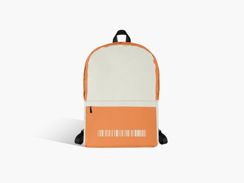 Cyberpunk Backpack, Orange & Beige Futuristic Design With Barcode ...