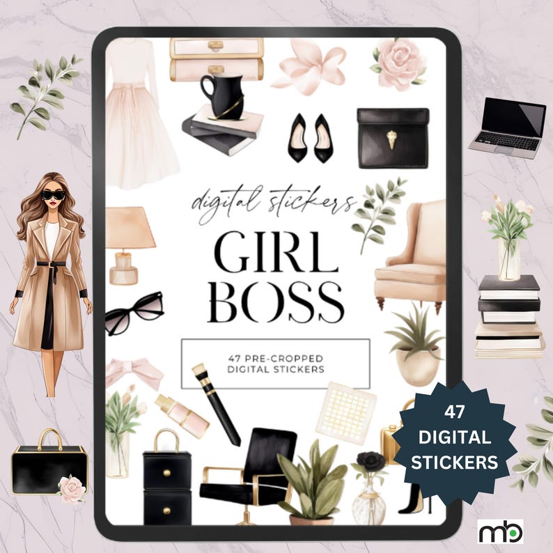Girl Boss Digital Sticker Set, Png File, Career Clipart, Boss Lady ...