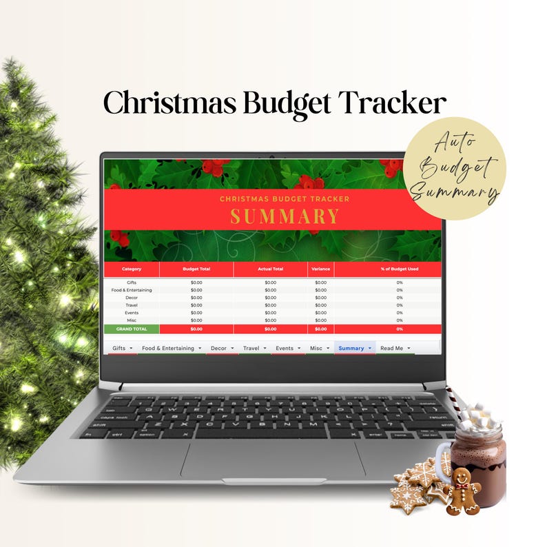 Christmas Budget Tracker Google Sheet | Holiday Planner for Gifts, Food ...