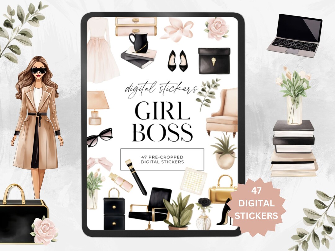 Girl Boss Digital Sticker Set, Png File, Career Clipart, Boss Lady ...