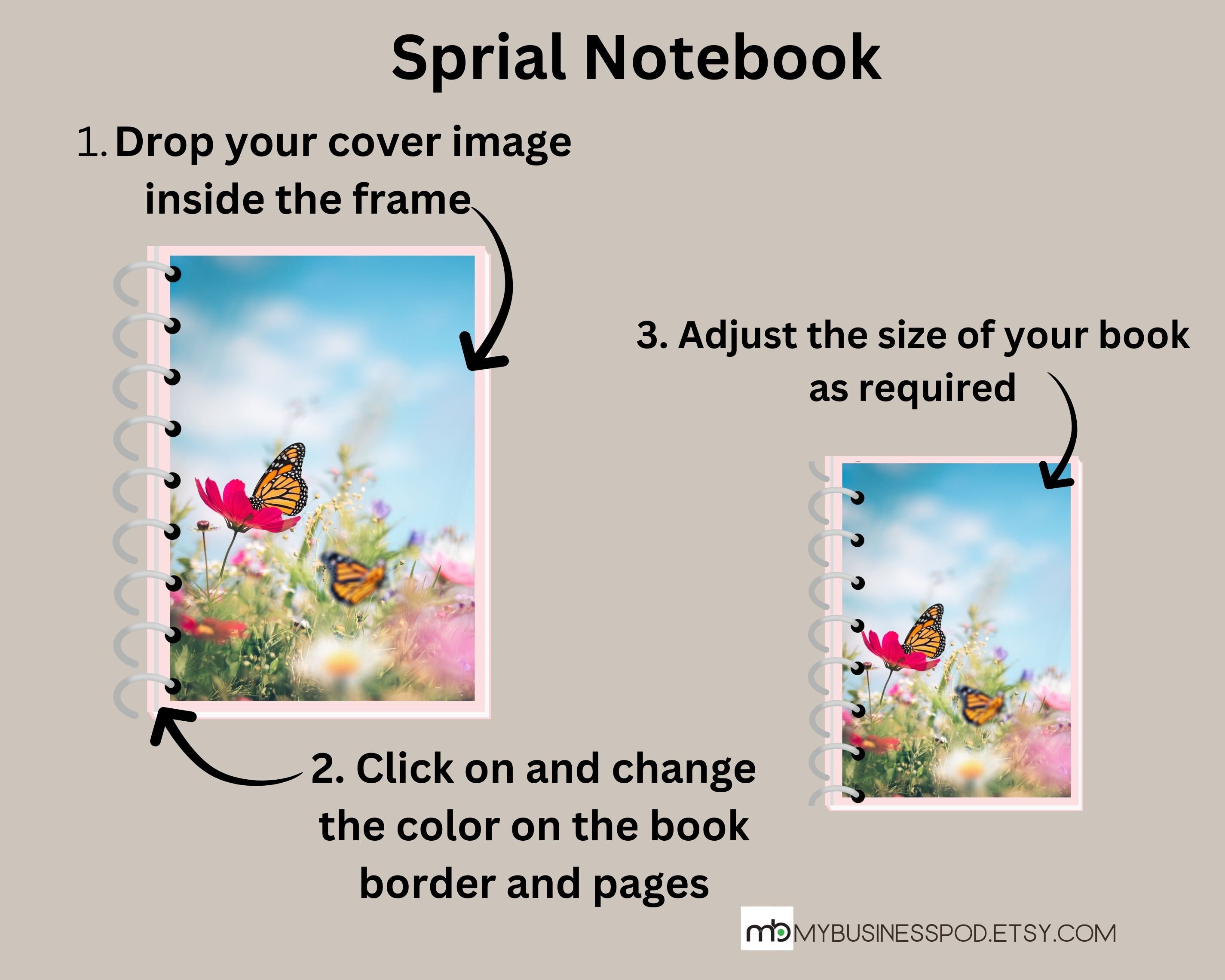 Notebook Template, Spiral Notebook Template, Hardcover Notebook ...