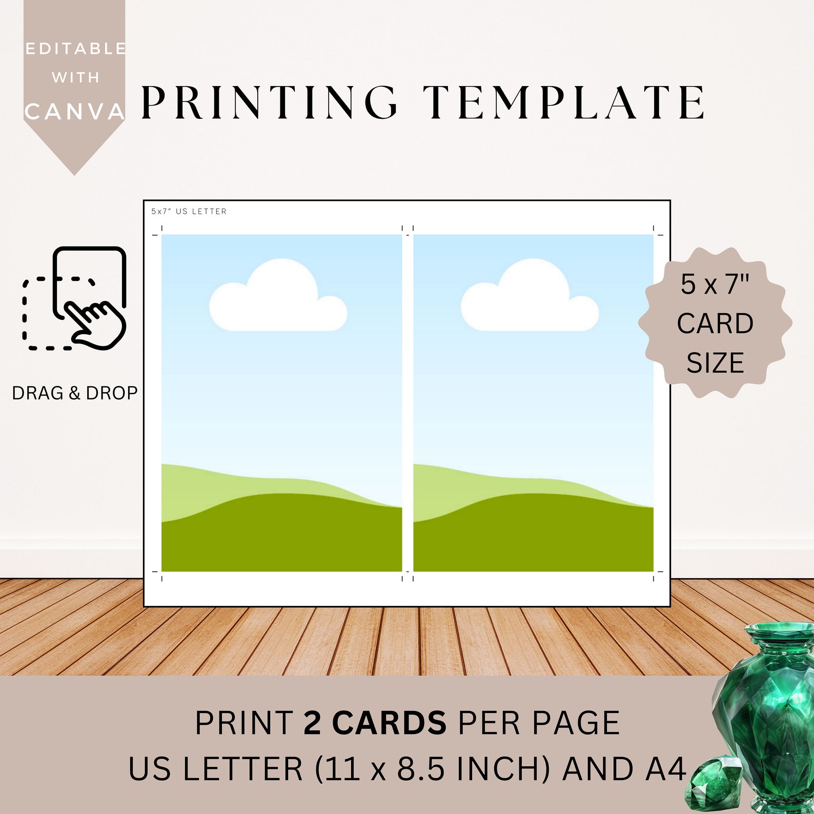 Printing Template 5 X 7 Inch Print and Cut Canva Multi Page Template ...
