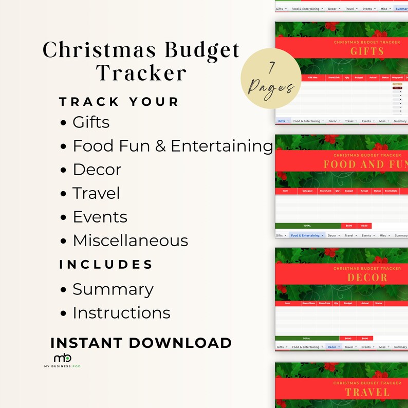 Christmas Budget Tracker Google Sheet | Holiday Planner for Gifts, Food ...