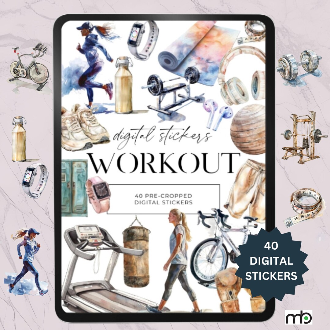 Workout Digital Stickers, Fitness Themed Digital Stickers, Gym ...