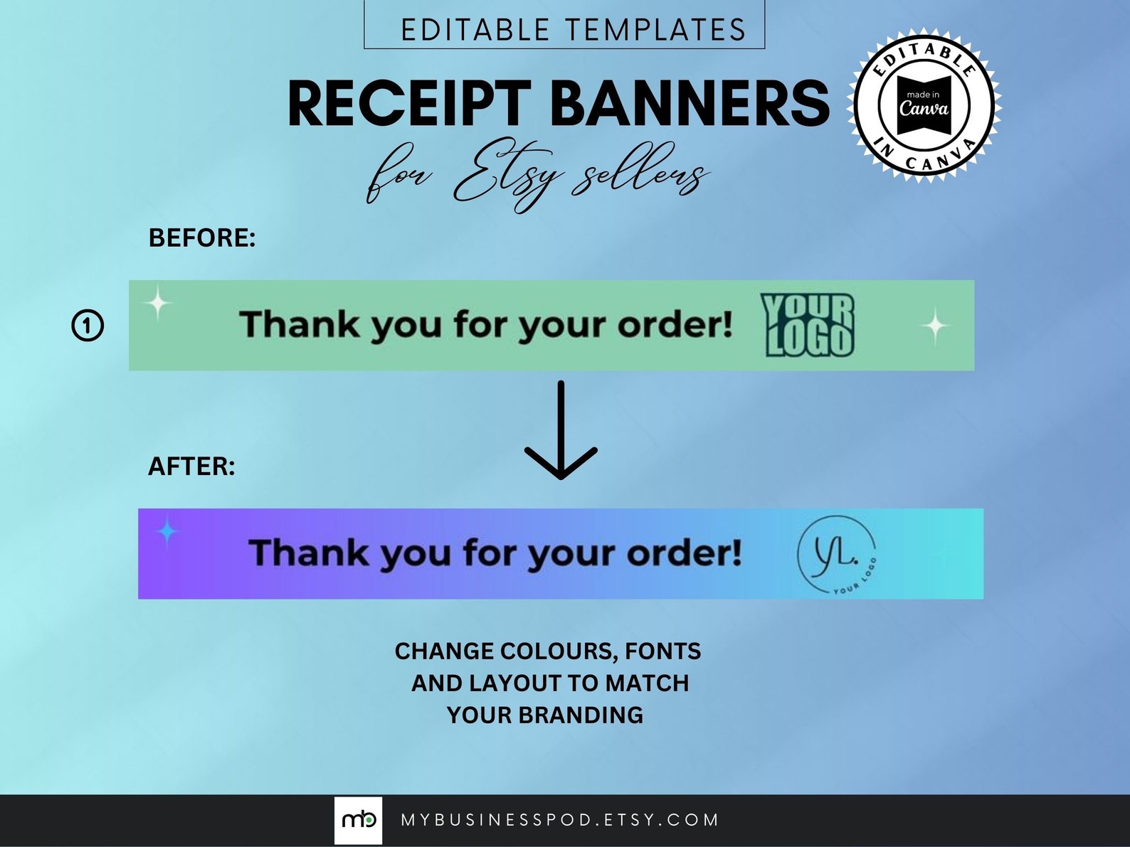 Etsy Receipt Banner Canva Templates, Etsy Receipt Banner, Etsy Order ...