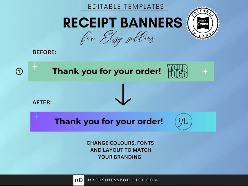 Etsy Receipt Banner Canva Templates, Etsy Receipt Banner, Etsy Order ...