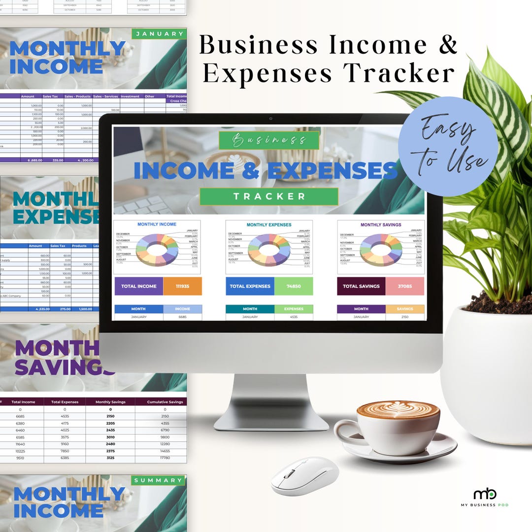 Business Income & Expenses Tracker | Google Sheets 12-month Template ...