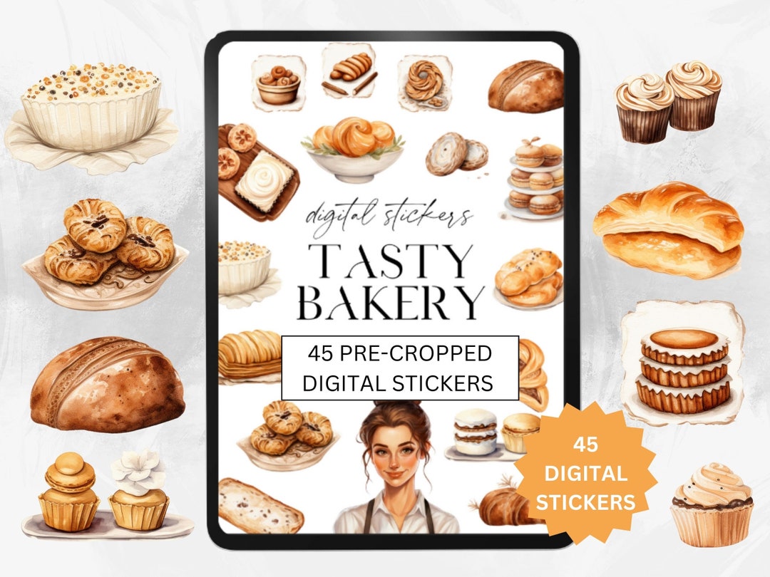 Bakery Digital Stickers, Tasty Bakery, Baked Goods, Food Stickers, Cake ...