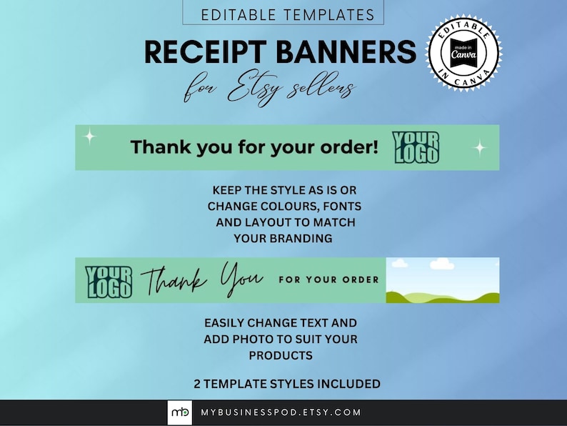 Etsy Receipt Banner Canva Templates, Etsy Receipt Banner, Etsy Order ...