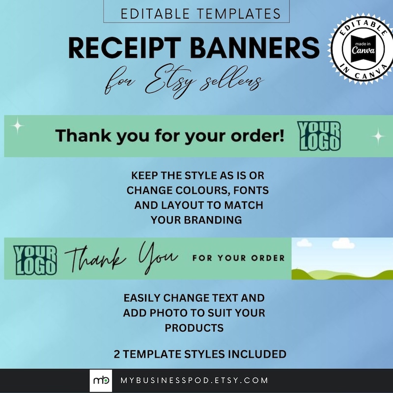 Order Receipt Banner Template - Etsy