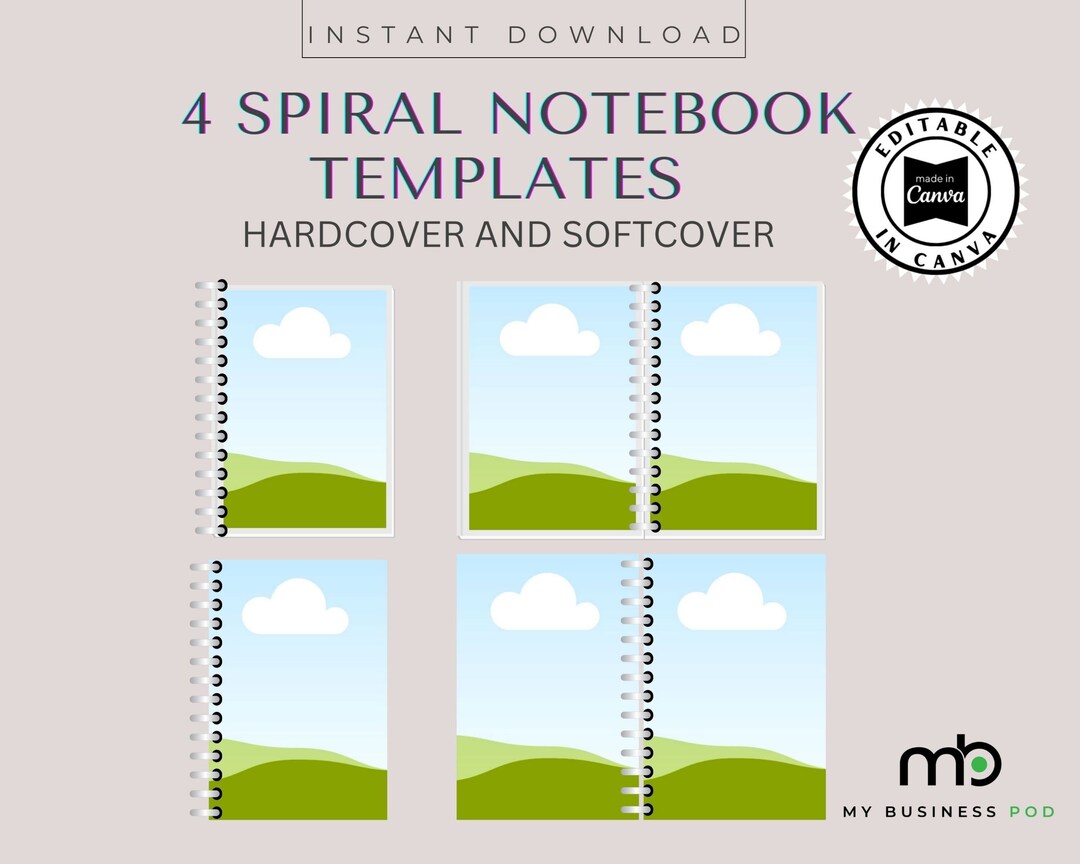 Notebook Template, Spiral Notebook Template, Hardcover Notebook ...
