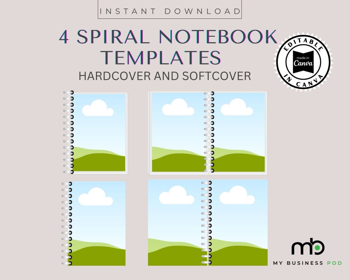 Notebook Template, Spiral Notebook Template, Hardcover Notebook ...