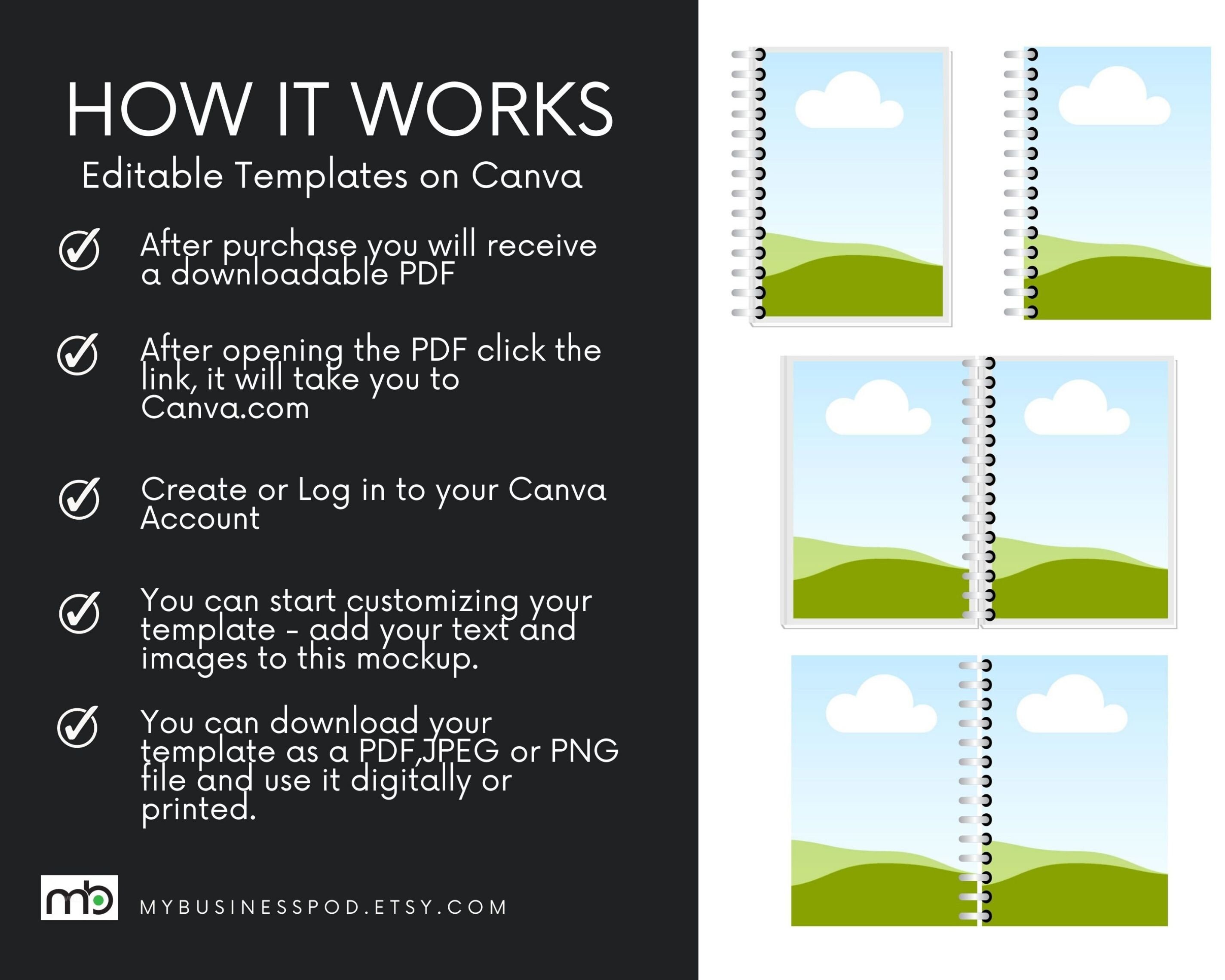 Notebook Template, Spiral Notebook Template, Hardcover Notebook ...