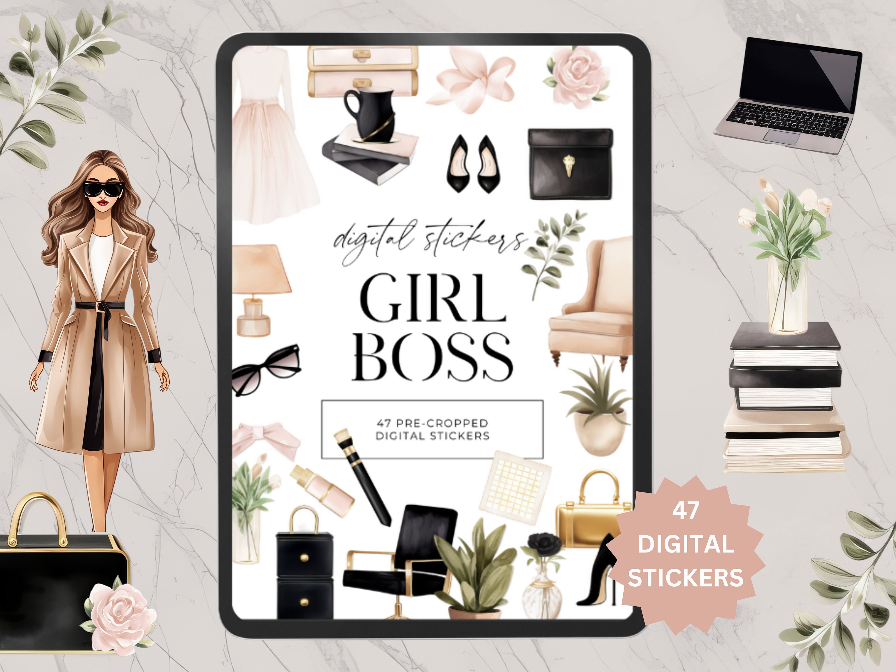 Girl Boss Digital Sticker Set, Png File, Career Clipart, Boss Lady ...
