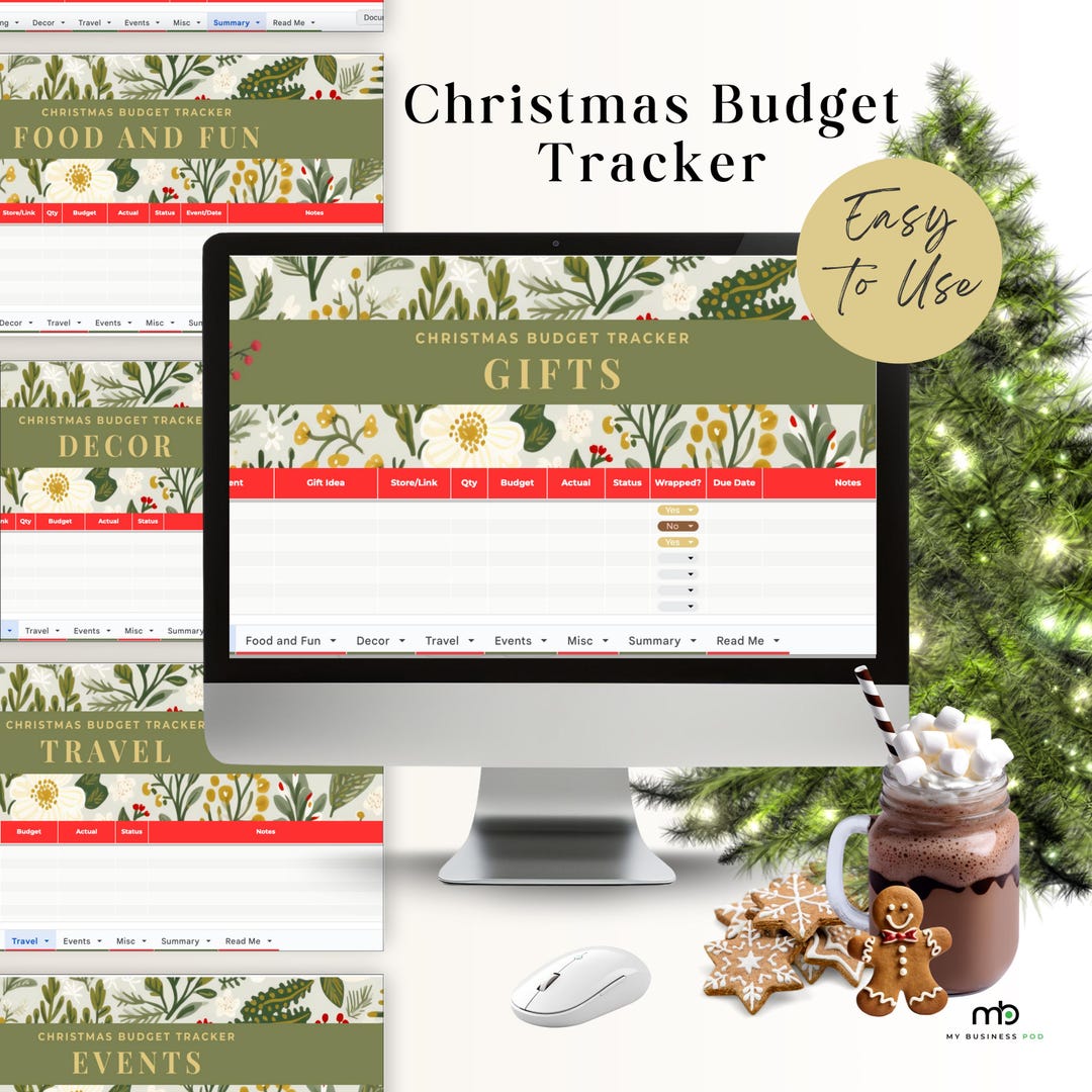 Christmas Budget Tracker Google Sheet | Holiday Planner for Gifts, Food ...