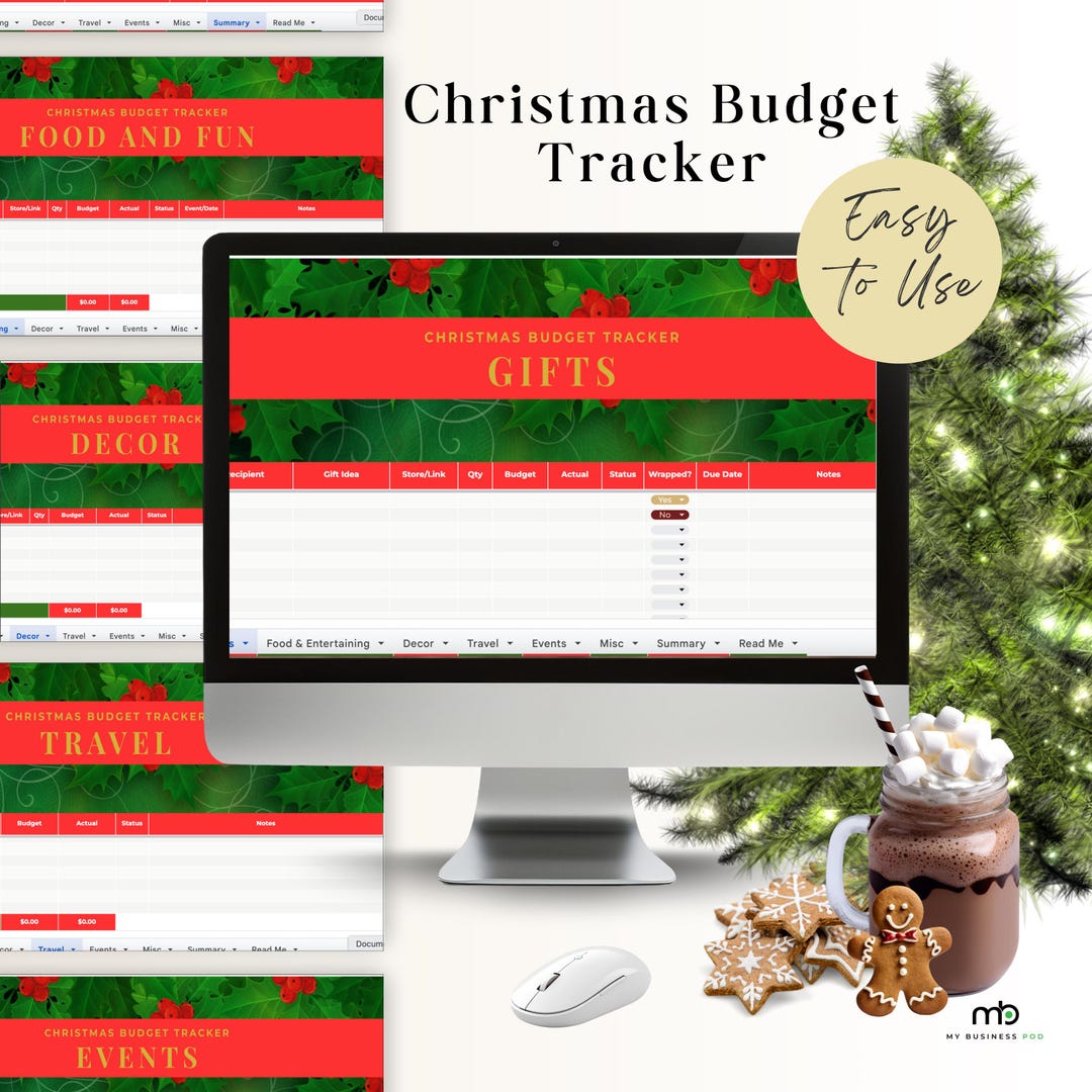 Christmas Budget Tracker Google Sheet | Holiday Planner for Gifts, Food ...