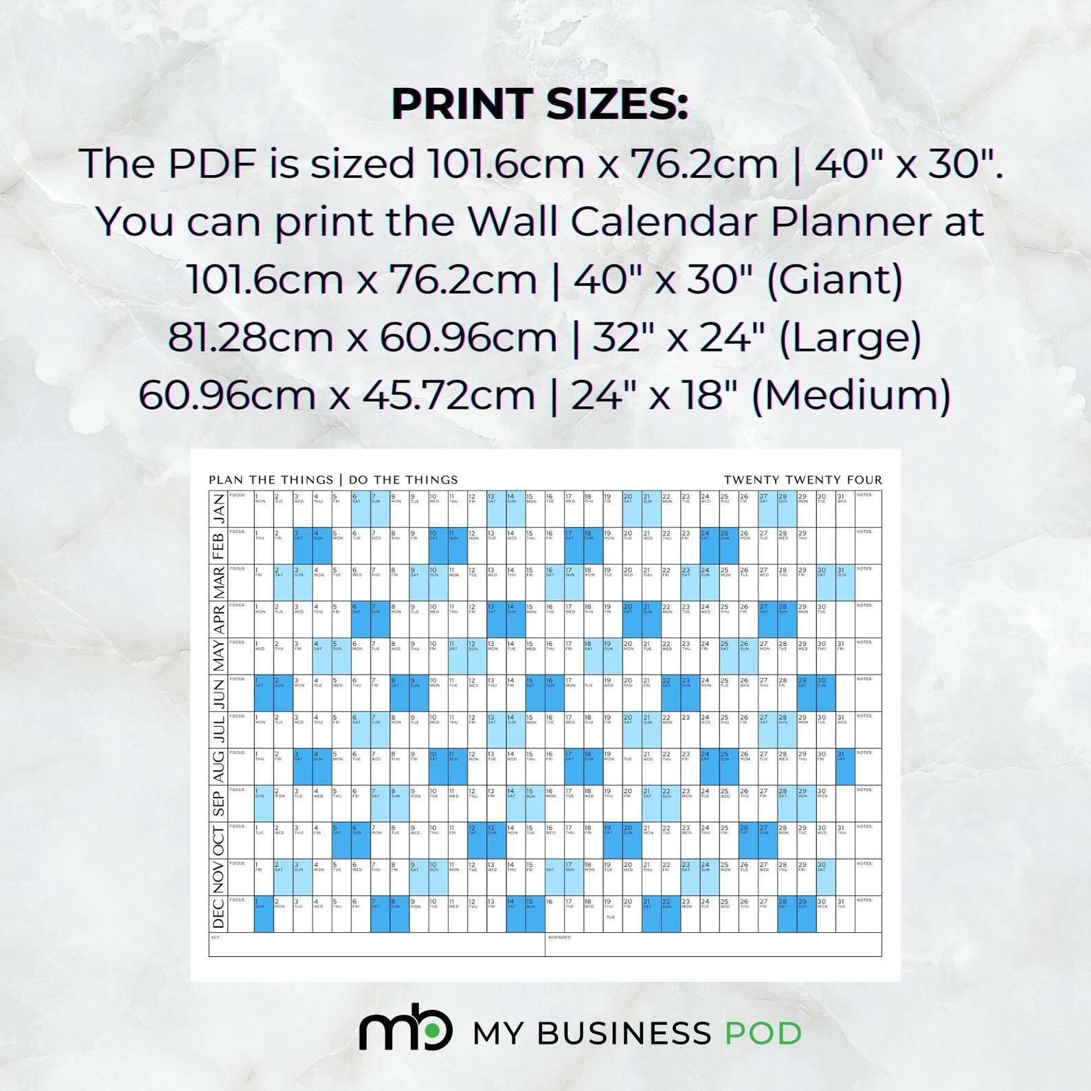 Printable 2024 Wall Calendar, 2024 Wall Planner, Year Planner, Monthly ...