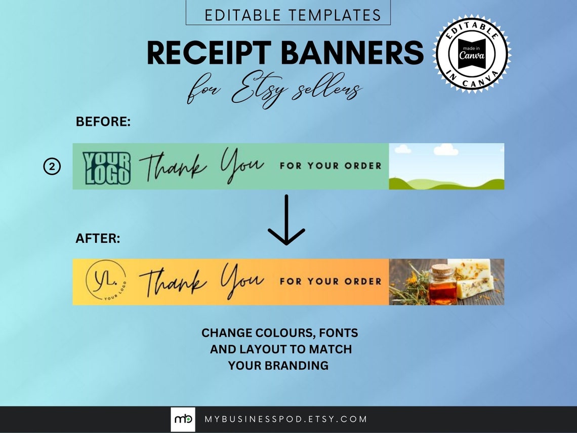 Etsy Receipt Banner Canva Templates, Etsy Receipt Banner, Etsy Order ...