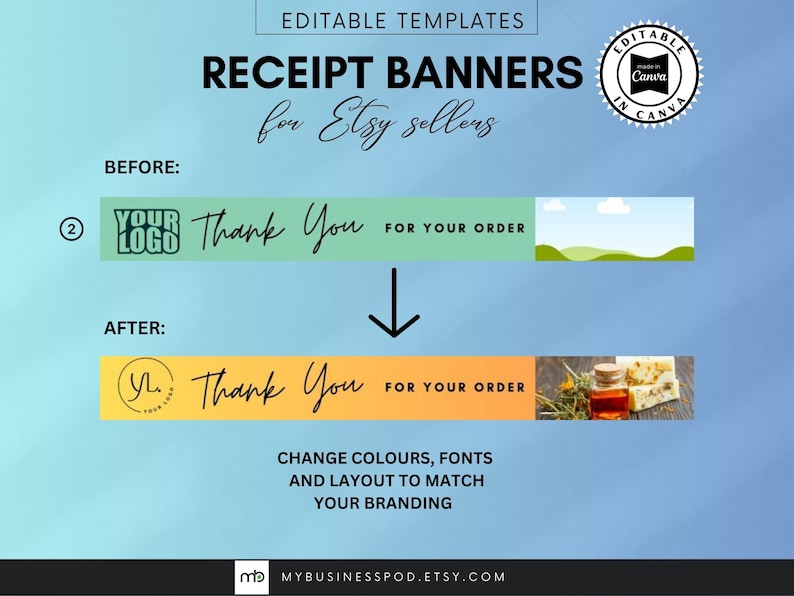 Etsy Receipt Banner Canva Templates, Etsy Receipt Banner, Etsy Order ...