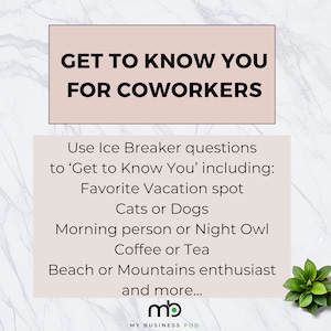Get to Know You for Coworkers, Team Building, Ice Breaker Questions ...