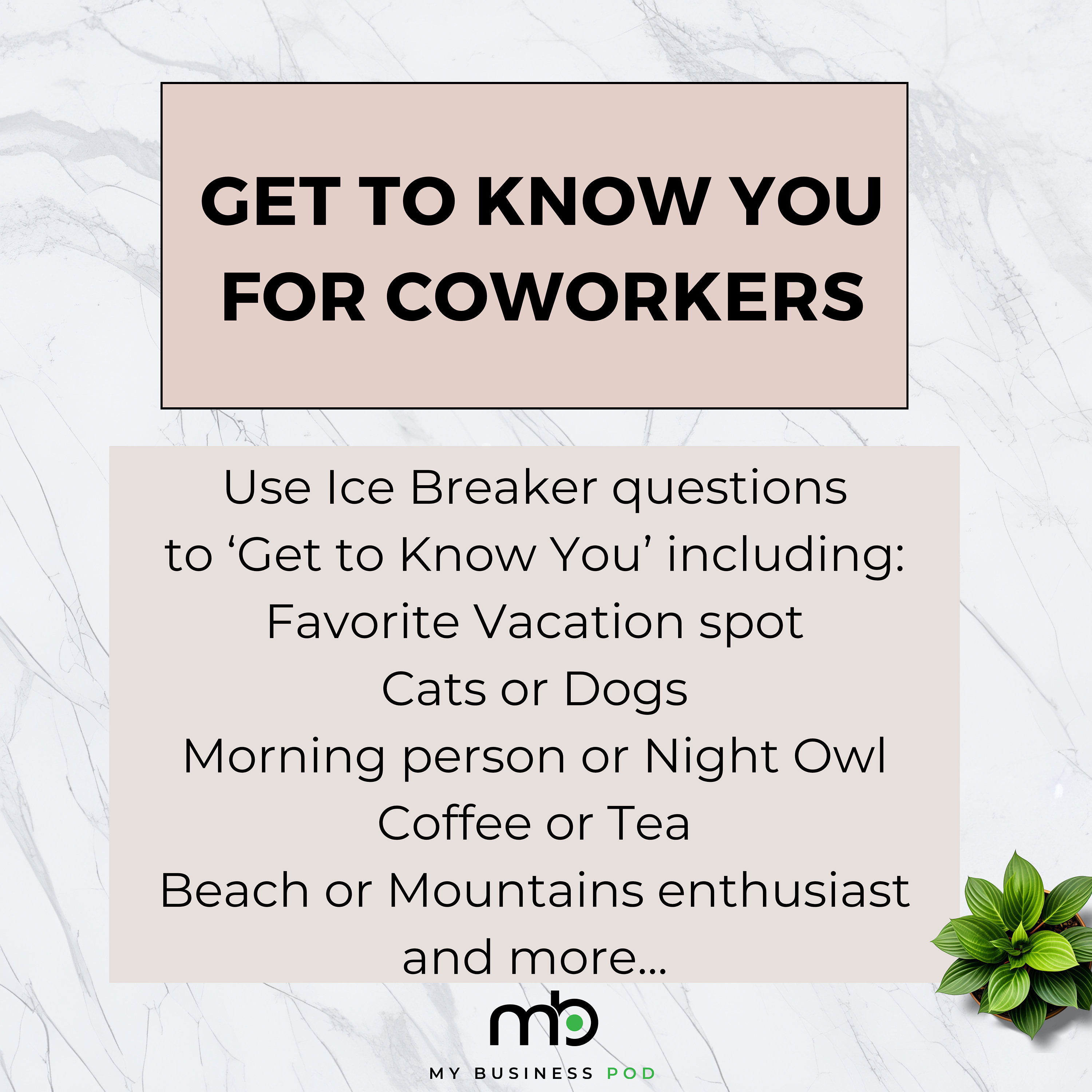Get to Know You for Coworkers, Team Building, Ice Breaker Questions ...