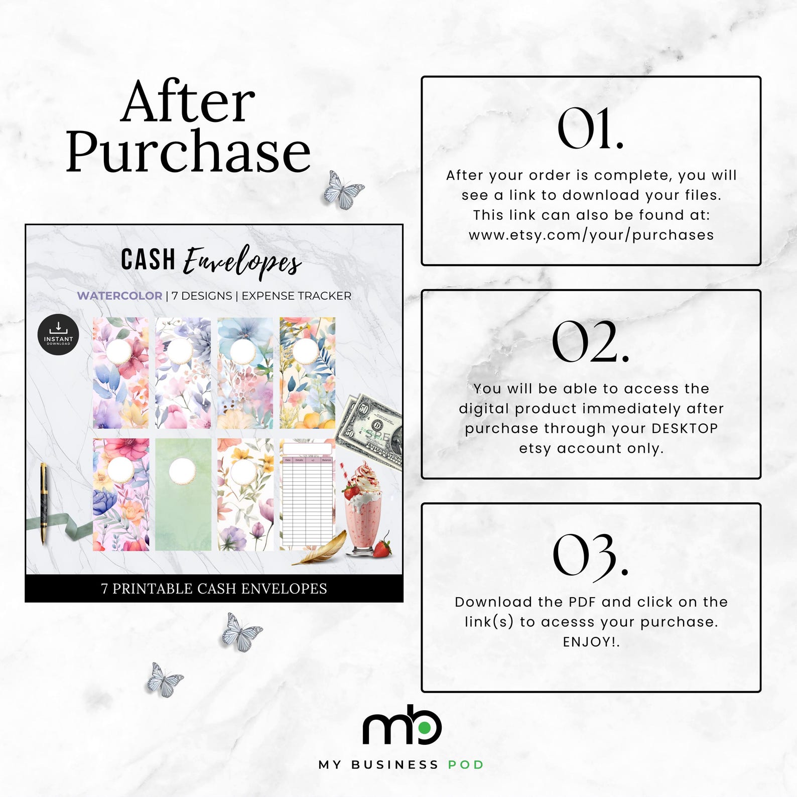 Floral Watercolor Cash Envelopes, Budgeting, Money, Saving, Printable ...