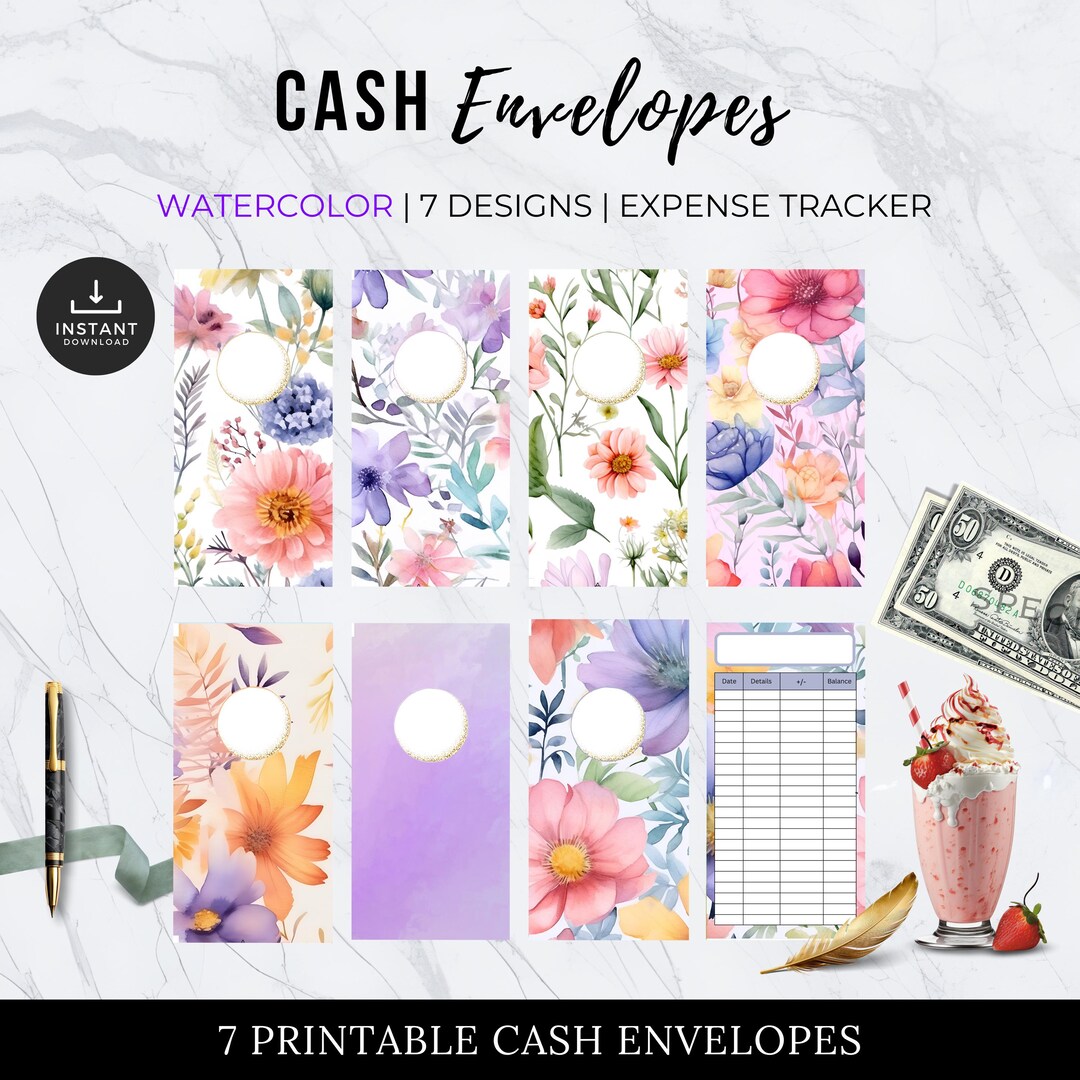 Cash Envelopes Floral Watercolor, Budgeting, Money, Saving, Printable ...