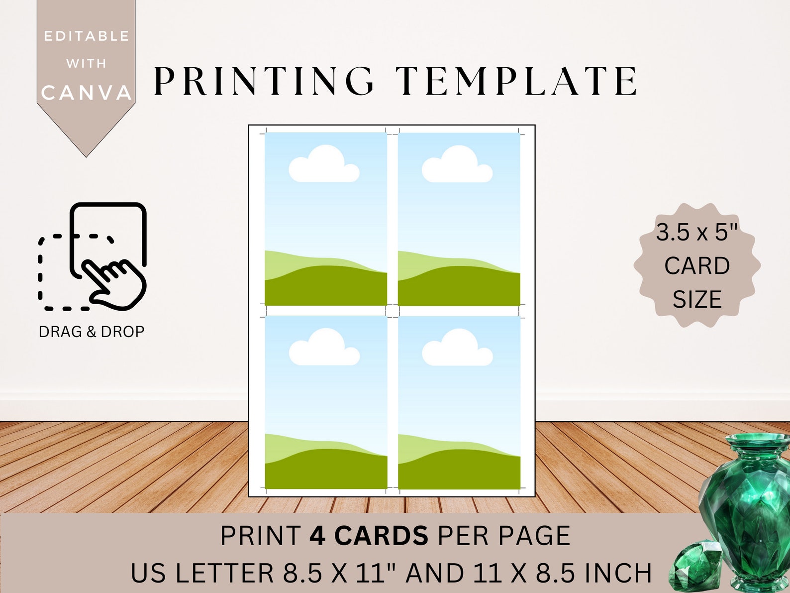Printing Template 3.5 X 5inch Portrait Print and Cut Canva Multi Page ...
